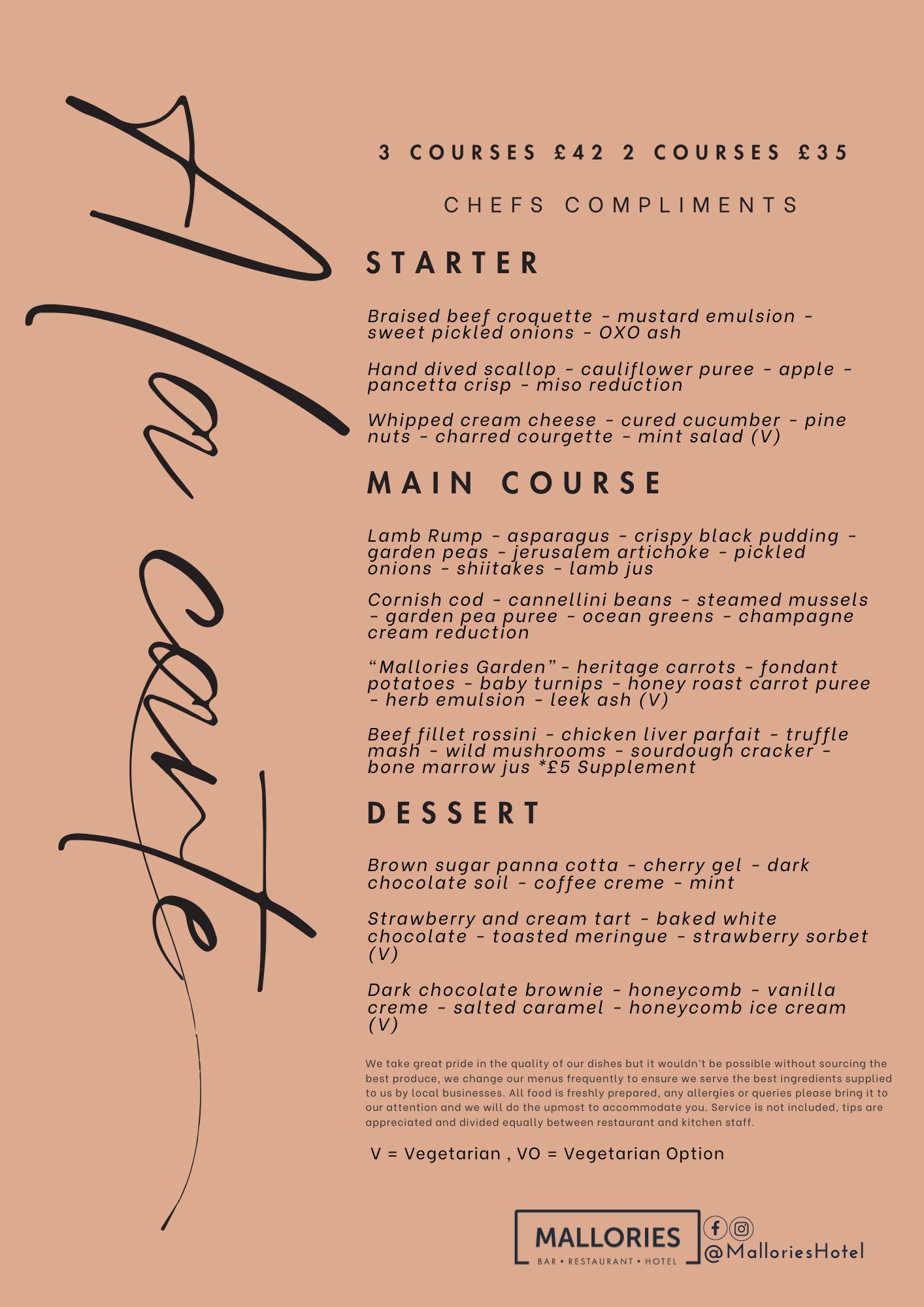 Mallories Restaurant and Bar in Kirkby Mallory Leicester