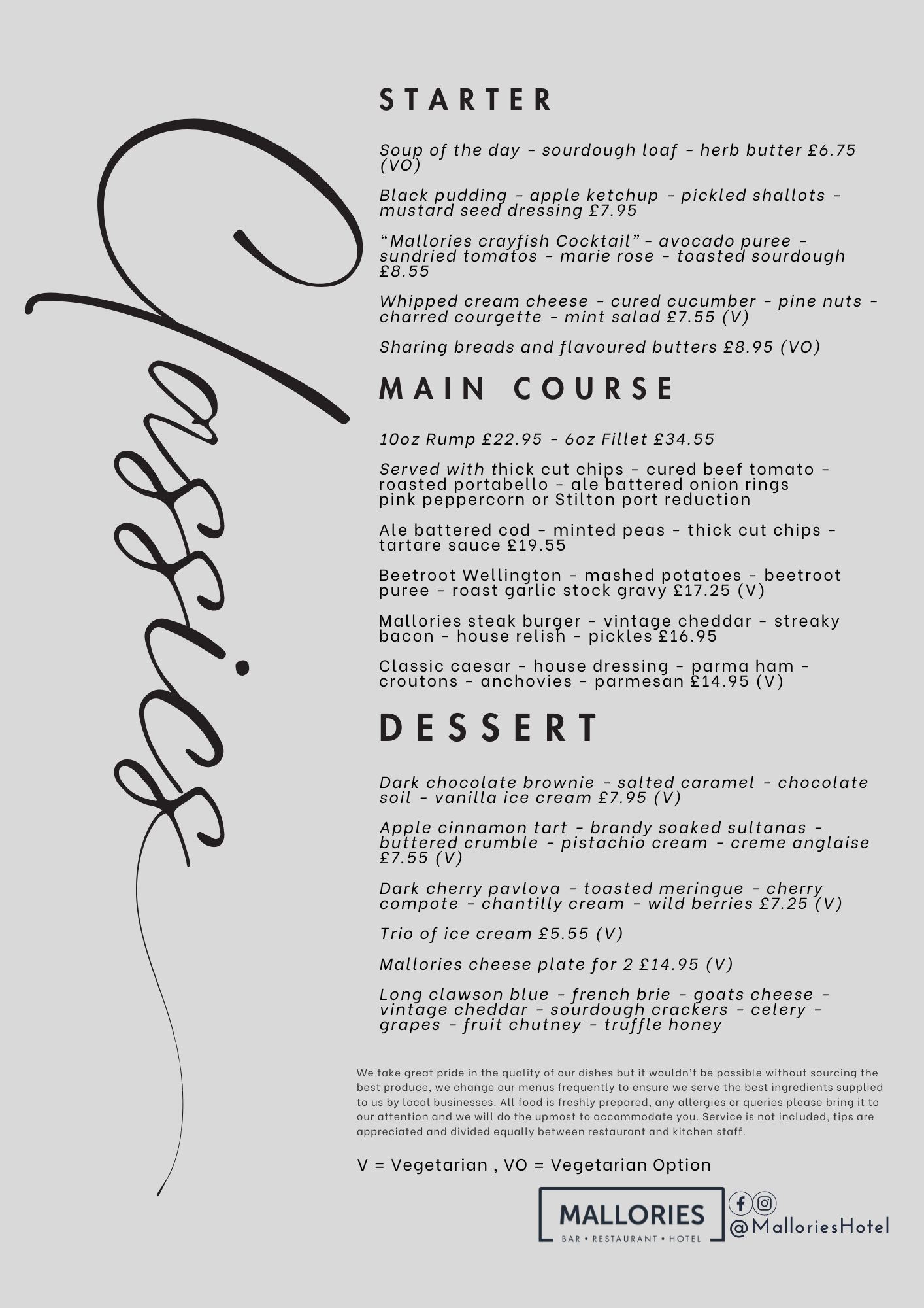 Mallories Restaurant and Bar in Kirkby Mallory Leicester